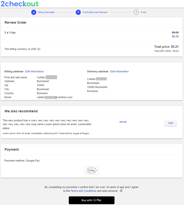 Google Pay | Documentation | 2Checkout